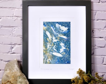 Original Wet Cyanotype Print Clematis, Mixed Media Cyanotype on Paper ...