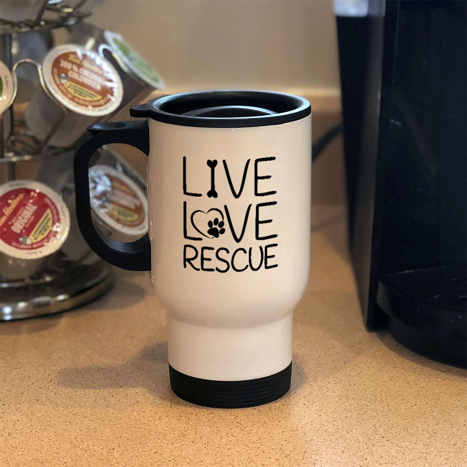 Live Love Rescue 14 Oz Metal Car Coffee and Tea Travel Mug for - Etsy