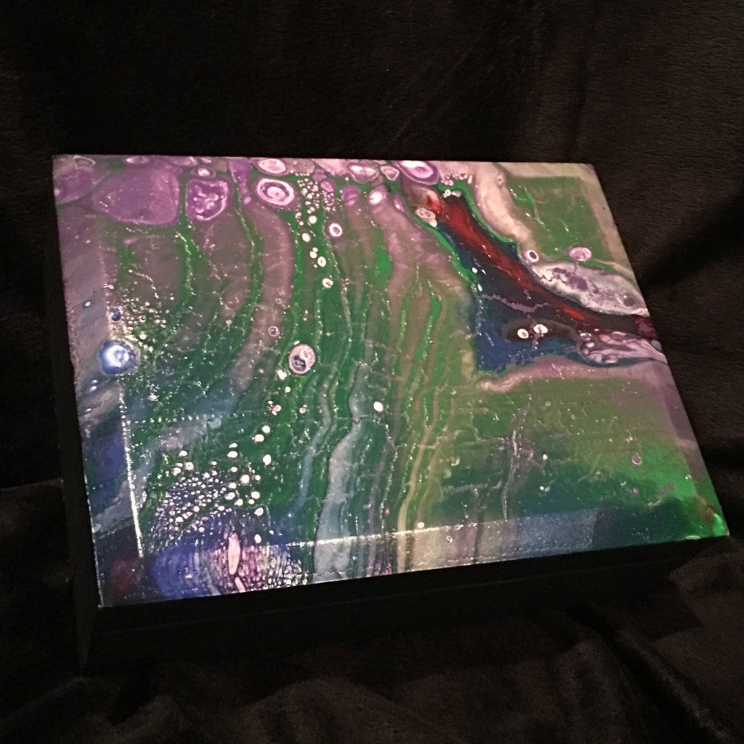 Acrylic Pour on Cigar Box - Etsy