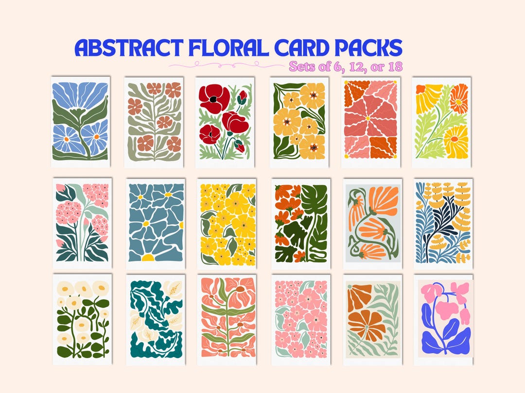 Abstract Floral Note Card Set: Colorful Blank Greeting Cards With ...