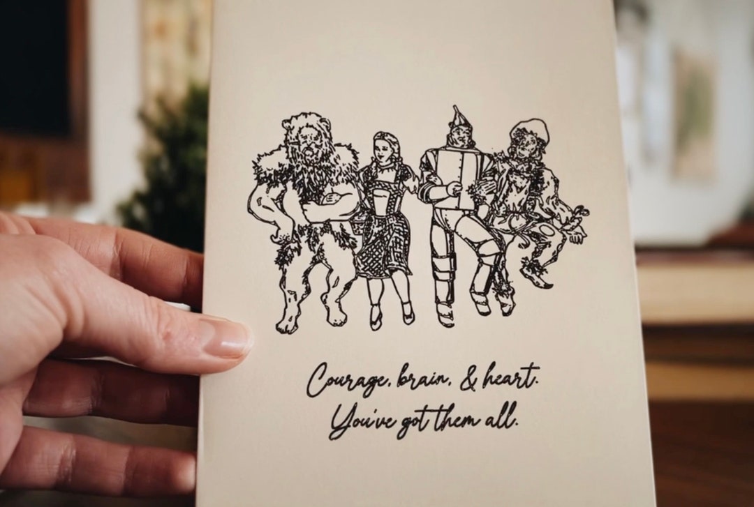 Wizard of Oz-themed Card / Birthday Card / Courage, Brain, and Heart ...