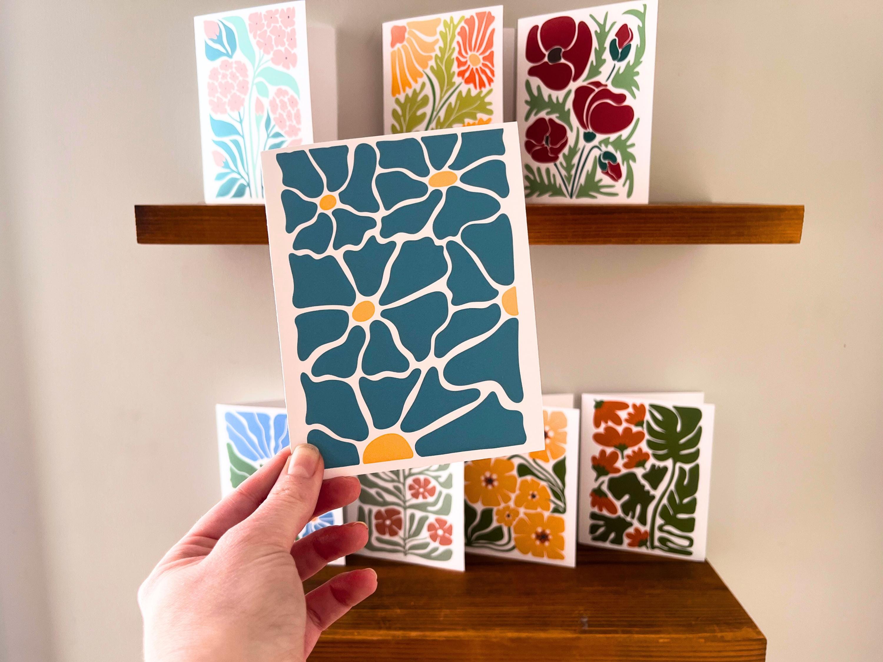 Abstract Floral Note Card Set: Colorful Blank Greeting Cards With ...