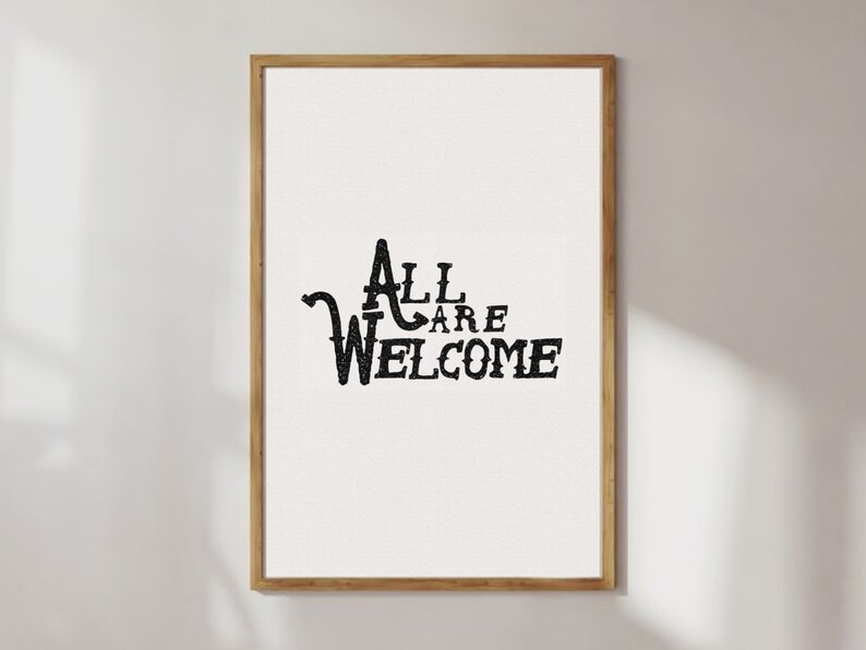 All Are Welcome Retro Typography Print, Trendy Wall Art, Typography ...