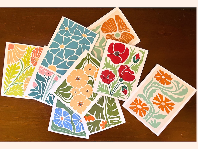 Abstract Floral Note Card Set: Colorful Blank Greeting Cards With ...