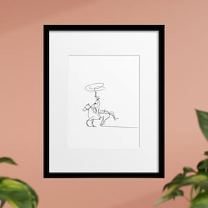 Minimal Cowboy Print/ Line Art / Wall Art / Western Art / Minimal Line ...