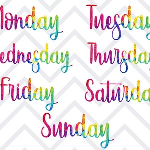 Digital Stickers Rainbow Months Days, Rainbow Swirl Planner Stickers ...