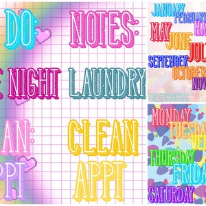 Digital Planner Stickers Months Days Calendar Labels, Cute Digital ...