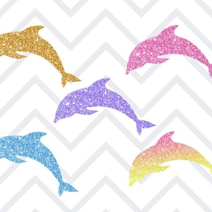 Glitter Dolphins Clipart, Digital Stickers Dolphins Glitter Large ...