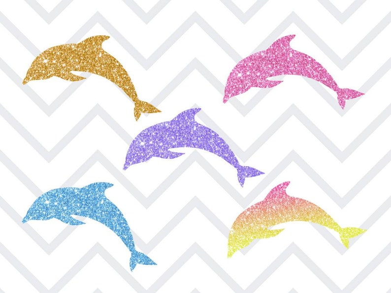 Glitter Dolphins Clipart Digital Stickers Dolphins Glitter - Etsy