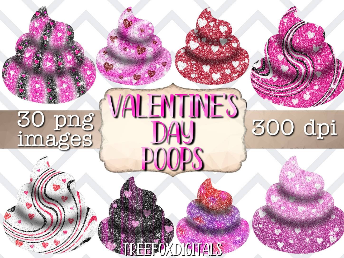 Valentines day clipart poops glitter poop valentine's day | Etsy