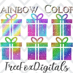 Christmas Present Clip Art Digital Stickers, Glitter Present Icons ...