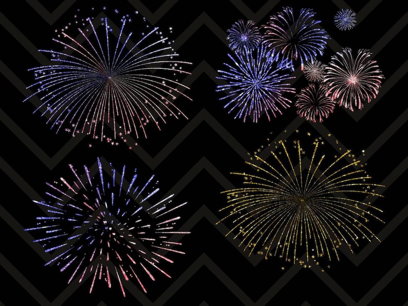 Glitter Fireworks Clipart 4th of July Digital Stickers | Etsy Australia
