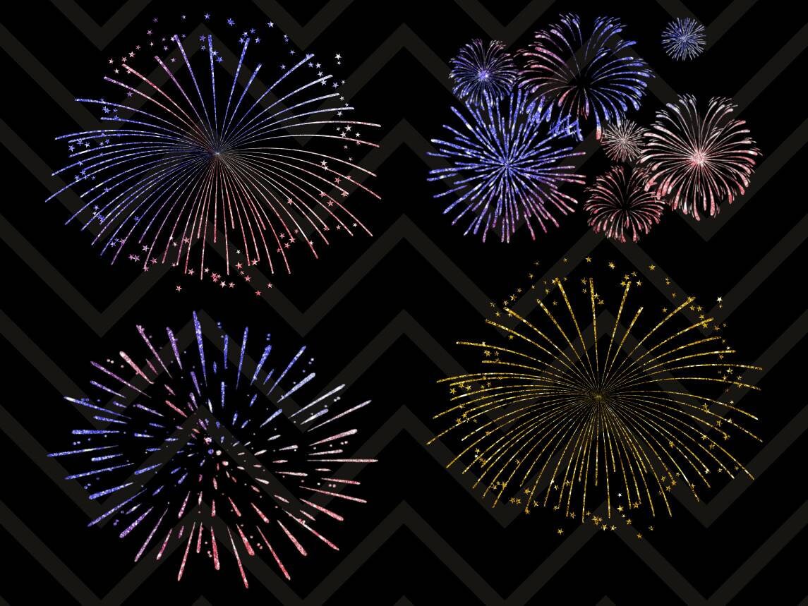Glitter Fireworks Clipart 4th of July Digital Stickers, Independence ...