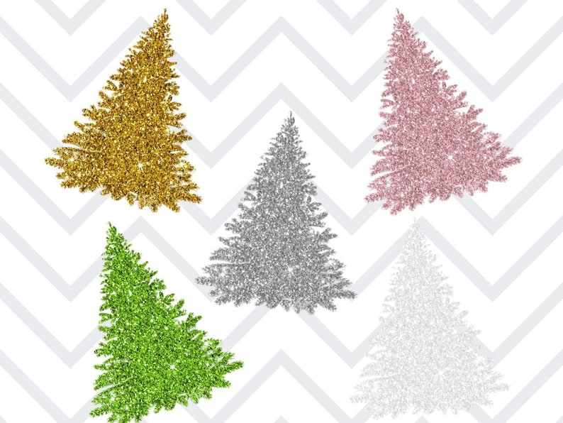 Glitter christmas trees clipart 30 png images digital | Etsy