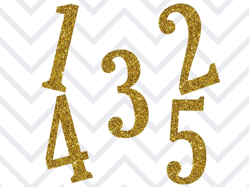 Gold Glitter Numbers Clipart, Gold Glitter Number Digital Stickers ...