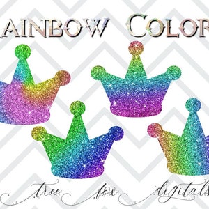Glitter Crowns Clipart and Digital Stickers, Glitter Crowns Digital ...