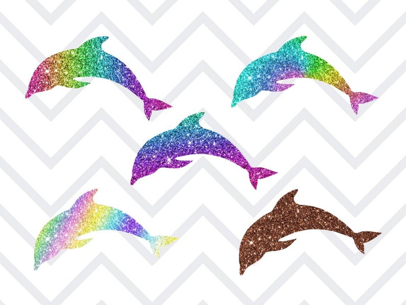 Glitter Dolphins Clipart Digital Stickers Dolphins Glitter - Etsy