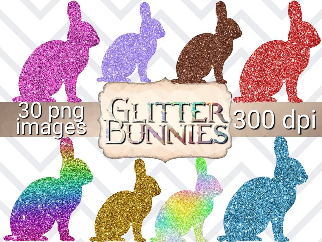 Glitter Bunnies Clipart, Clip Art Bunnies, Easter Bunny Clipart, Easter ...