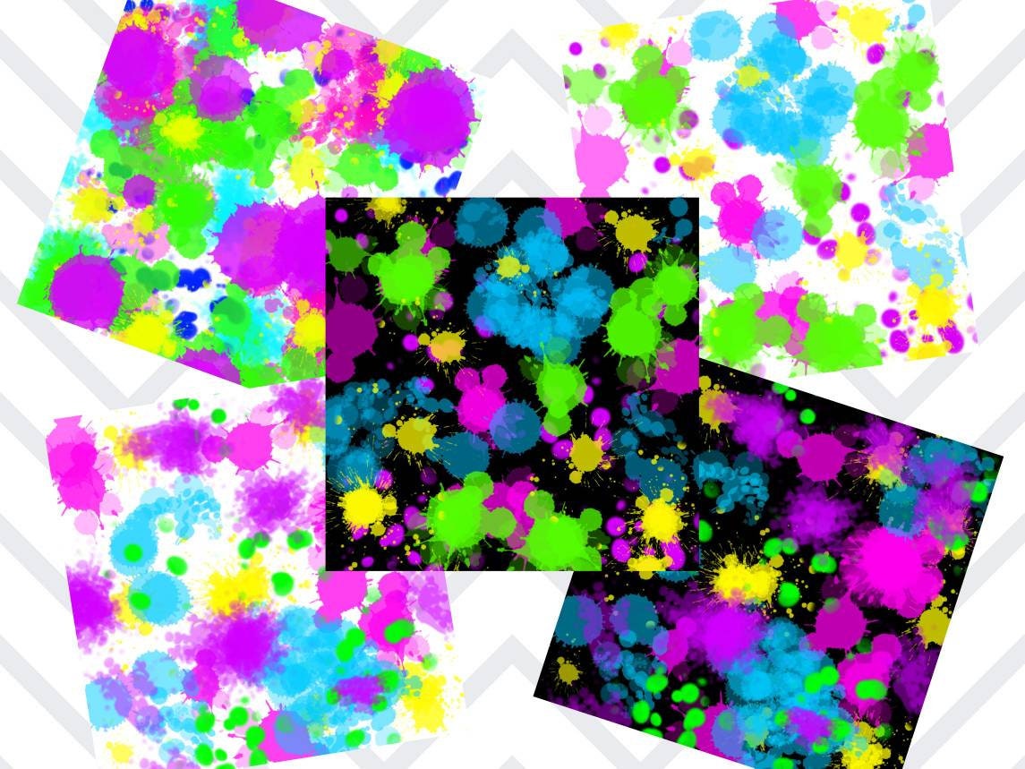 Neon Paint Splatter Digital Paper - Etsy