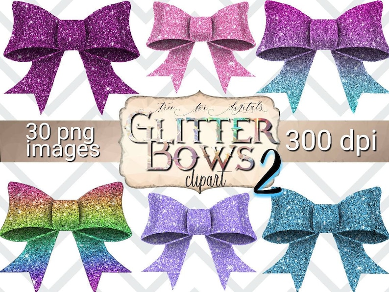 Glitter Bows Clipart Set 2 Glitter Bows Digital Planner - Etsy