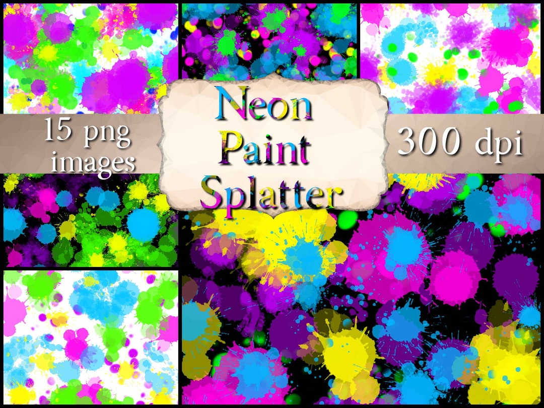 Neon Paint Splatter Digital Paper - Etsy