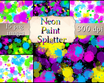 Black Neon Paint Splatter Seamless Image, Seamless Pattern Paper ...