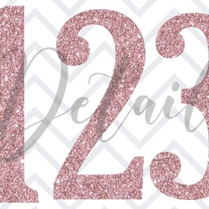 Rose Gold Glitter Numbers, Glitter Number Clipart, Glitter Number ...