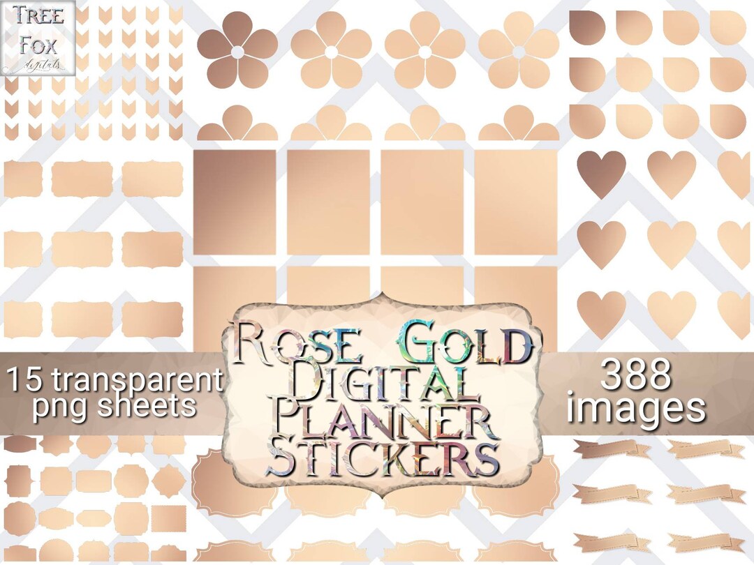 Rose Gold Digital Planner Stickers, Rose Gold Clipart, Blank Boxes Rose ...