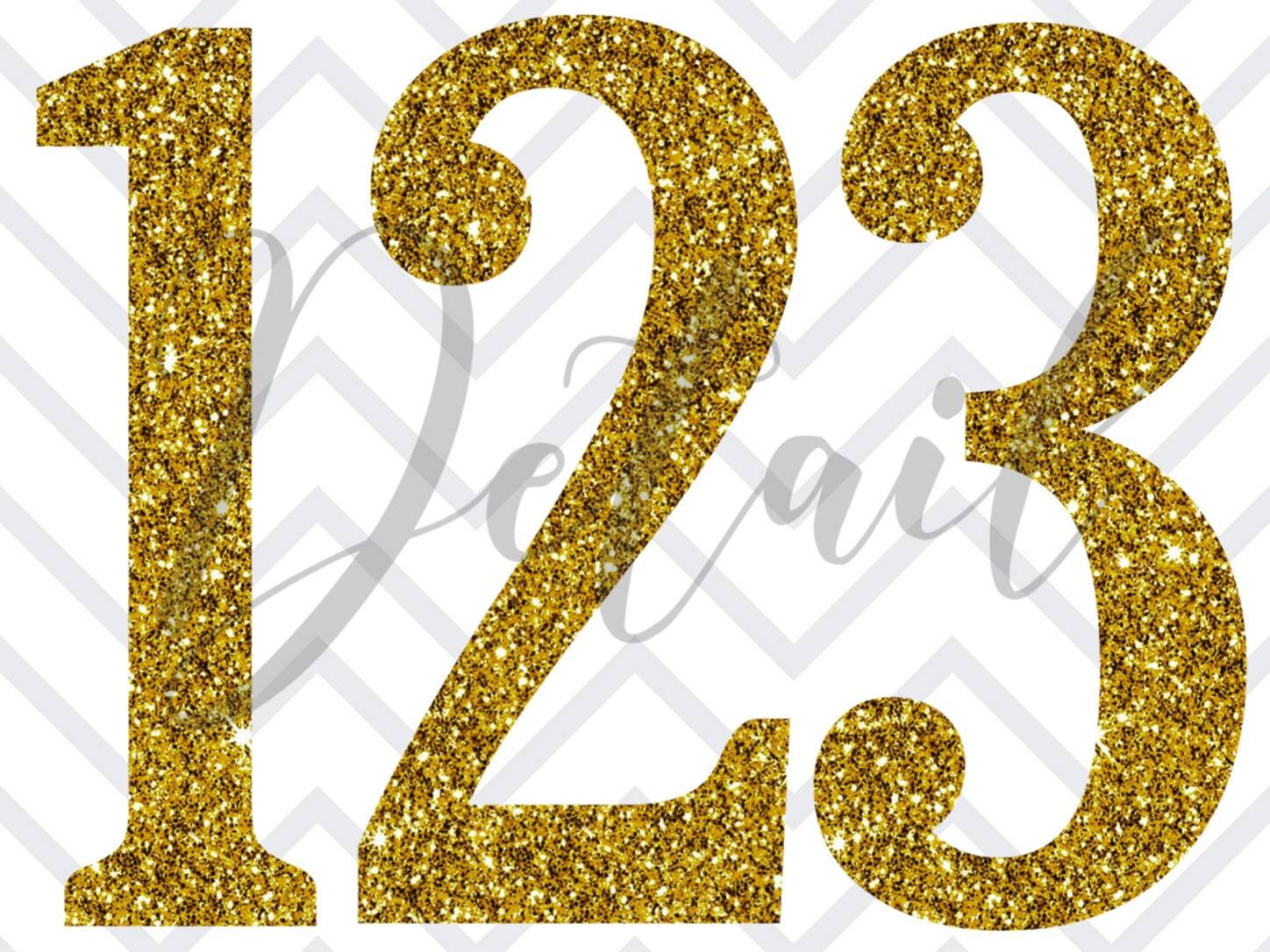 Gold Glitter Numbers Clipart Gold Glitter Number Digital - Etsy UK