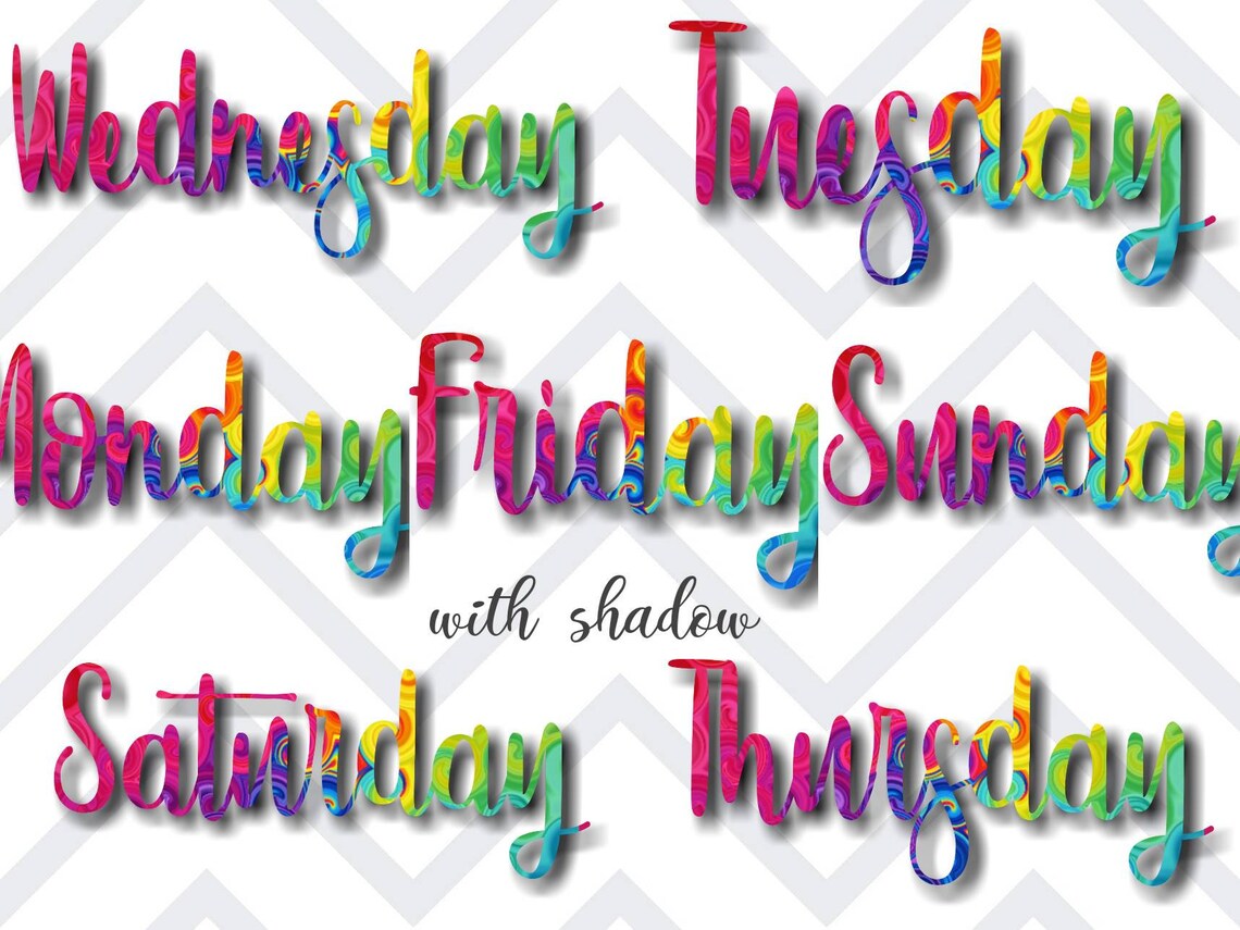 Digital stickers rainbow months days rainbow swirl planner | Etsy