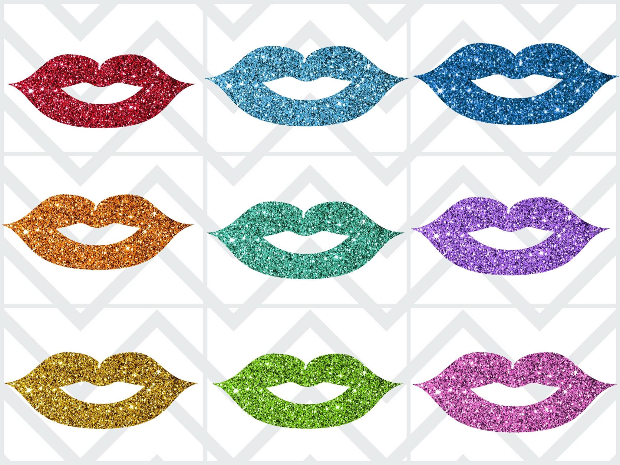 Glitter Lips Clipart, Lips Digital Stickers, Sparkly Lips Clipart ...