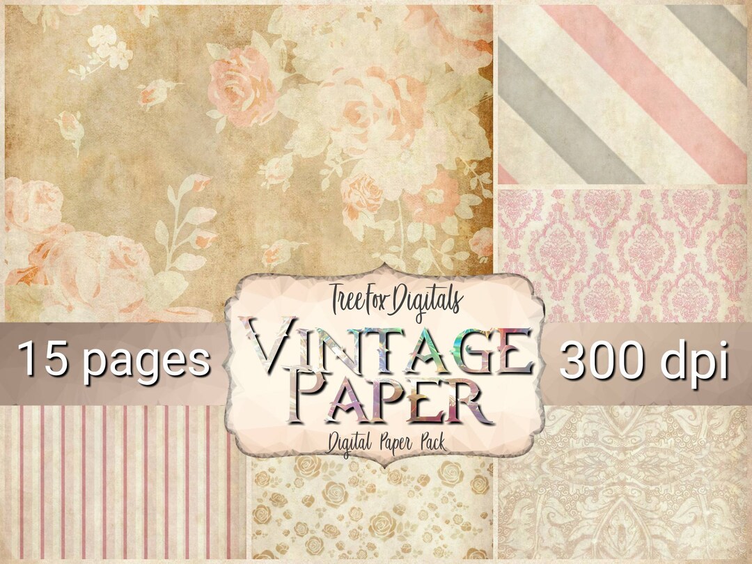Digital Paper Pack Vintage Antique Floral, Floral Digital Paper ...