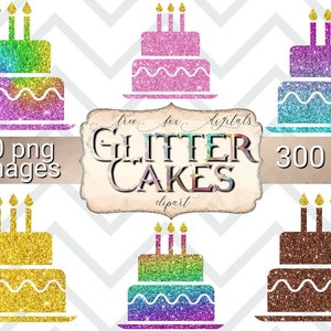 Birthday Clipart Bundle, Glitter Birthday Party Clipart, Commercial Use ...