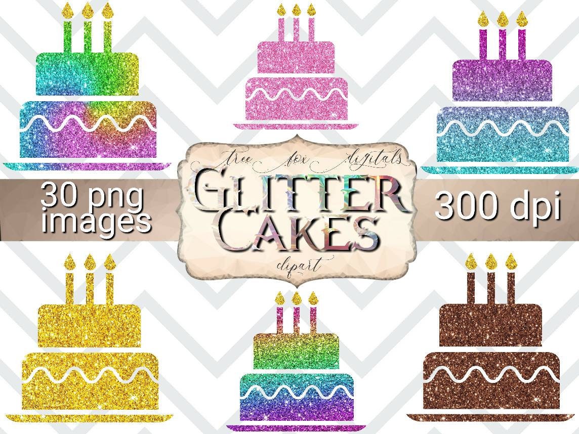 Birthday Clipart Bundle Glitter Birthday Party Clipart | Etsy