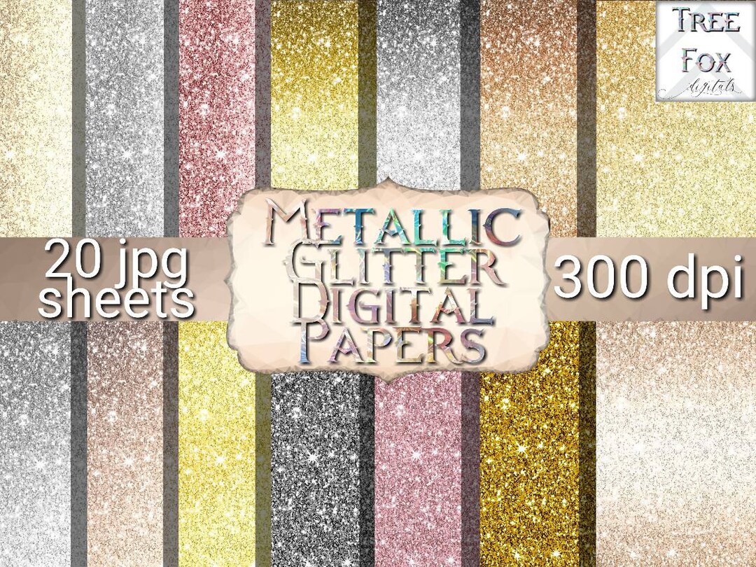 Metallic Glitter Digital Paper, Digital Paper Pack Glitter Metallic ...