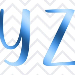 Blue Metallic Alphabet Clipart, Blue Alphabet Digital Stickers ...