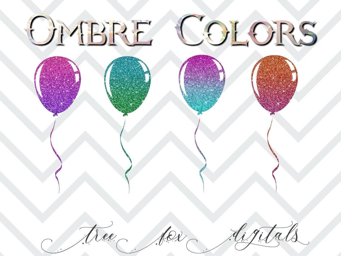 Glitter Balloons Clipart Digital Stickers for Planners - Etsy