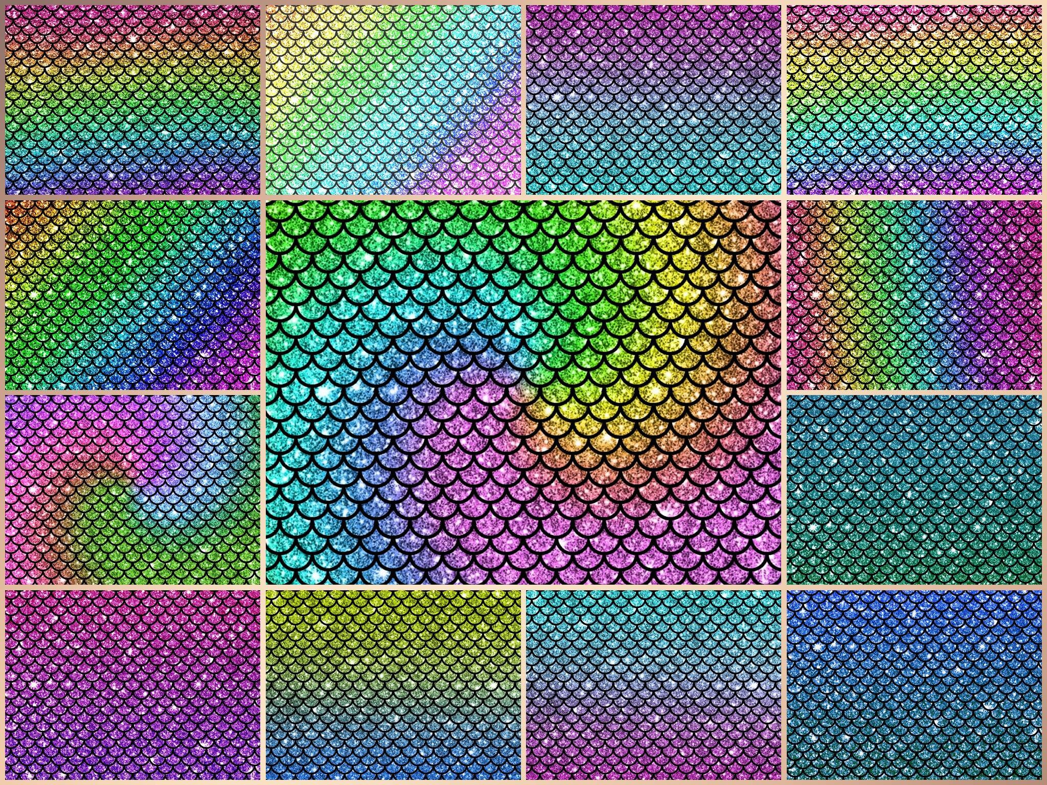 Glitter Mermaid Scales Digital Paper Pack Mermaid Scrapbook - Etsy