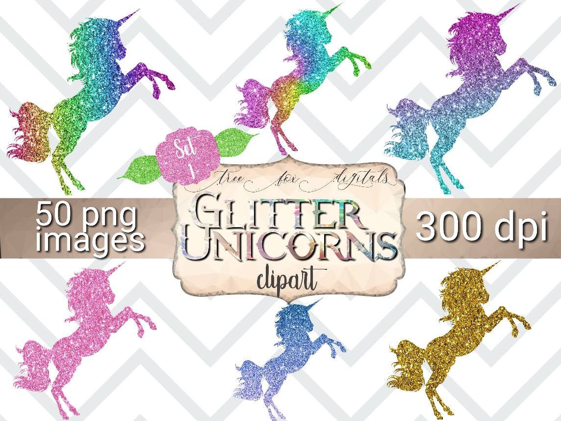 Glitter Unicorn Clipart Unicorn Digital Stickers Goodnotes - Etsy