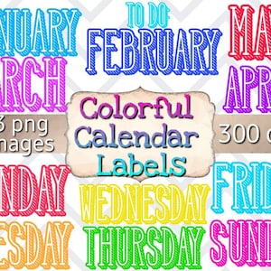 Digital Planner Stickers Months Days Calendar Labels, Cute Digital ...