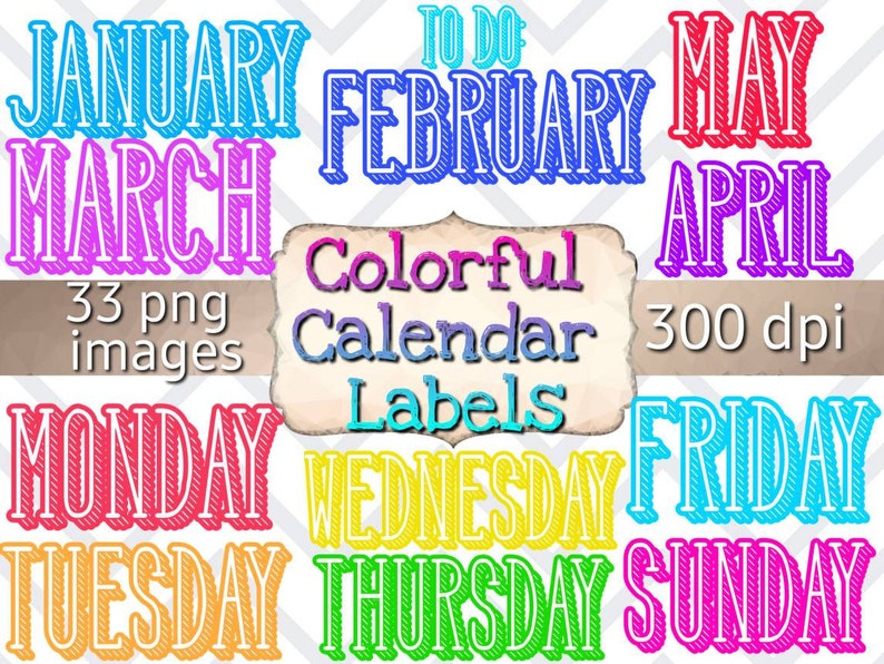 Digital Planner Stickers Months Days Calendar Labels Cute - Etsy