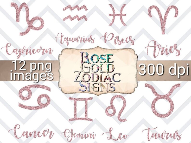 Rose Gold Zodiac Signs Clipart Zodiac Sign Clipart - Etsy