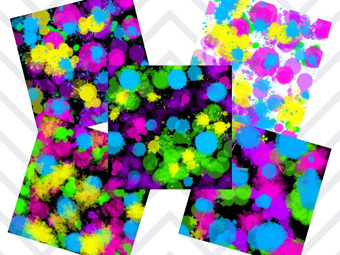 Neon Paint Splatter Digital Paper - Etsy