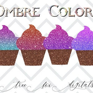 Glitter Chocolate Cupcake Clipart Digital Stickers, Rainbow Chocolate ...