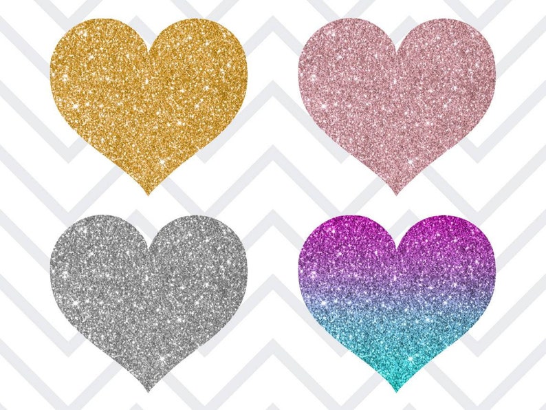 Glitter hearts clipart glitter hearts clip art glitter | Etsy