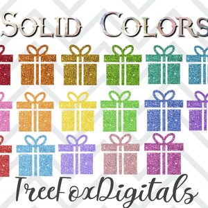 Christmas Present Clip Art Digital Stickers, Glitter Present Icons ...