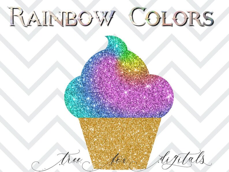 Glitter Cupcakes Clipart Cupcake Digital Stickers Commercial - Etsy UK