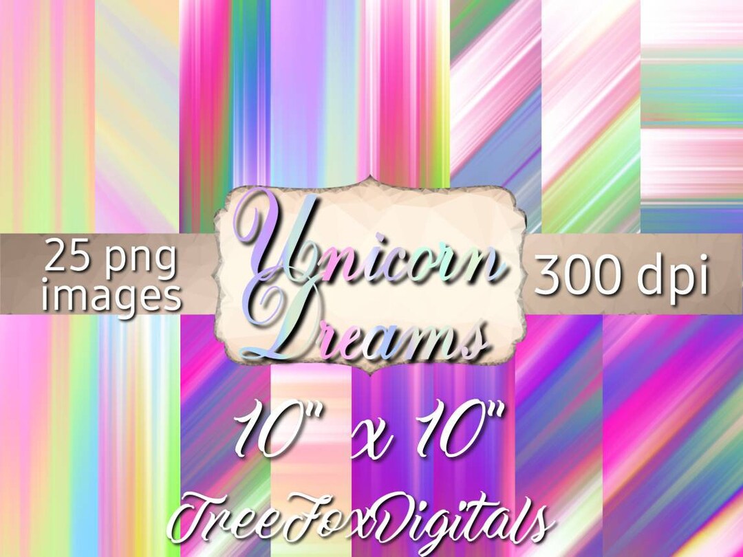 Unicorn Digital Paper Pastel Rainbows, Unicorn Rainbow Abstract Digital ...