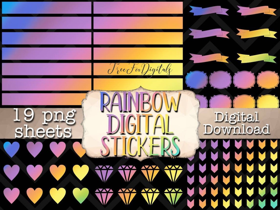 Digital Download Rainbow Digital Stickers for Digital Planners ...