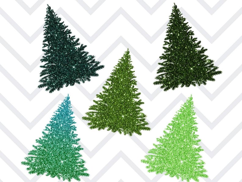 Glitter Christmas Trees Clipart, 30 Png Images, Digital Download ...